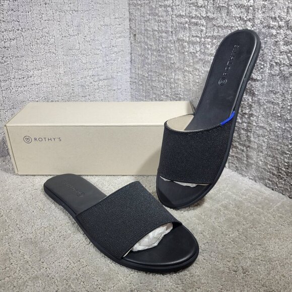 Rothy's | Shoes | Rothys The Slide Black Comfortable Flats Slip On ...